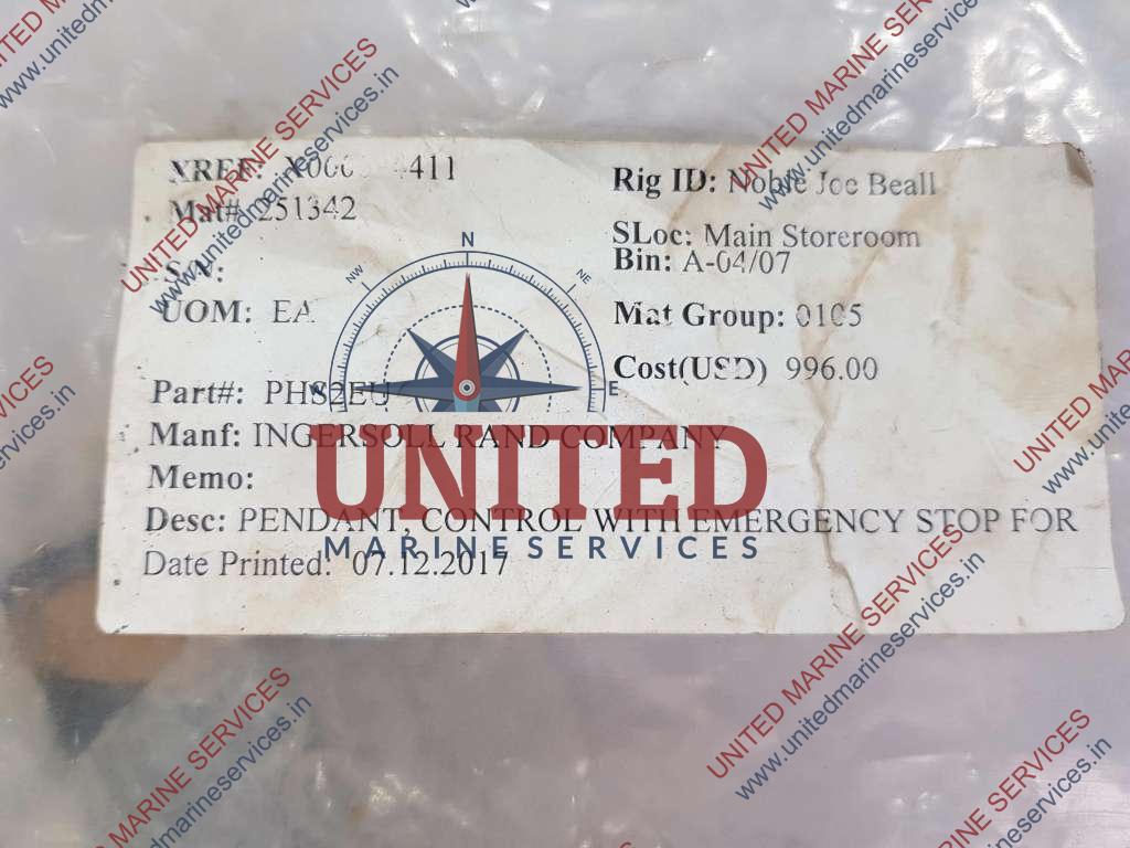 INGERSOLL RAND PHS2E-U 7579-0093 PENDANT CONTROL WITH EMERGENCY STOP ...