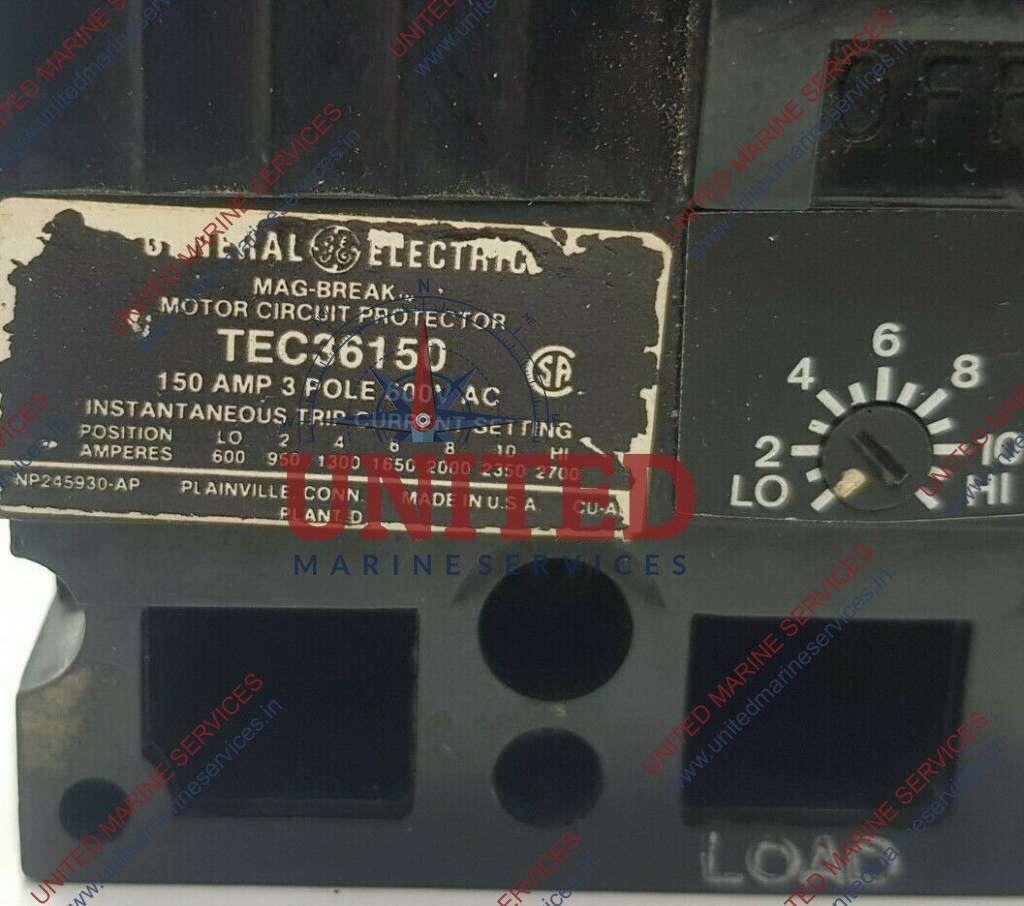 GE MAG BREAK MOTOR CIRCUIT PROTECTOR TEC36150 150 AMP 3 POLE 600V AC ...