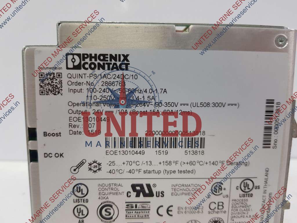 PHOENIX CONTACT POWER SUPPLY QUINT POWER PS/1AC/24DC/10 2866763 REV 07 ...