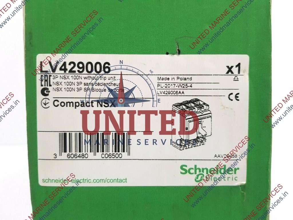 SCHNEIDER ELECTRIC LV429006 CIRCUIT BREAKER COMPACT NSX100N 100A 3 ...