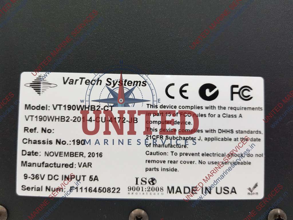 VARTECH SYSTEMS VT190WHB2-CT MONITOR 19” DISPLAY VT190WHB2-201-4-CU ...