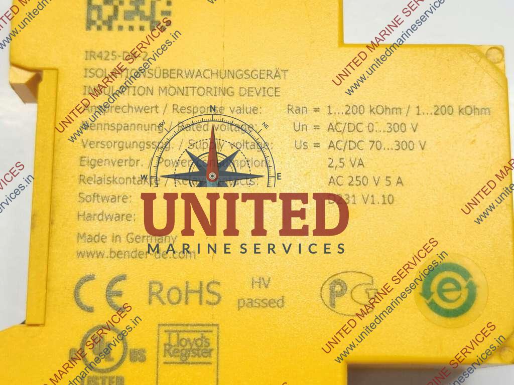 BENDER IR425-D4-2 ISOMETER ISOLATION MONITORING DEVICE B71036402 | United Marine Services