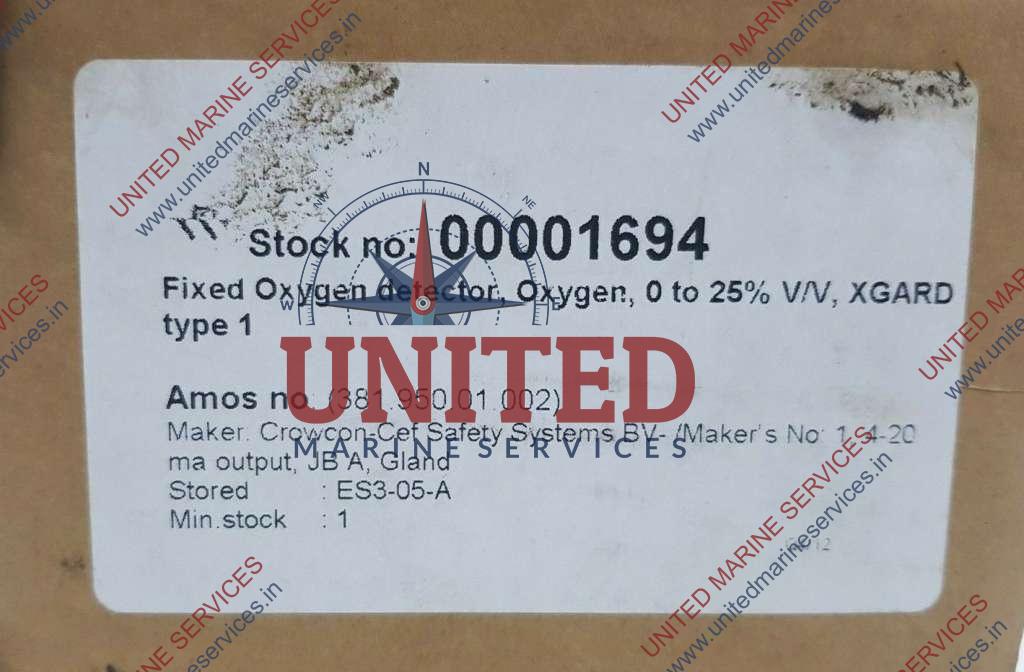 CROWCON XGARD OXYGEN GAS DETECTOR S011265/S TYPE 1 O2 0-25 %VOL ...