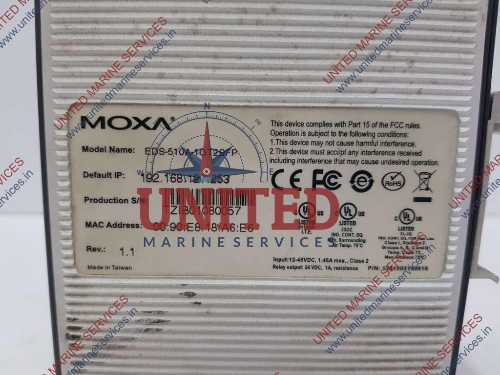 MOXA ETHER DEVICE SWITCH EDS-510A-1GT2SFP 1201005100010 REV 1.1 | United Marine Services