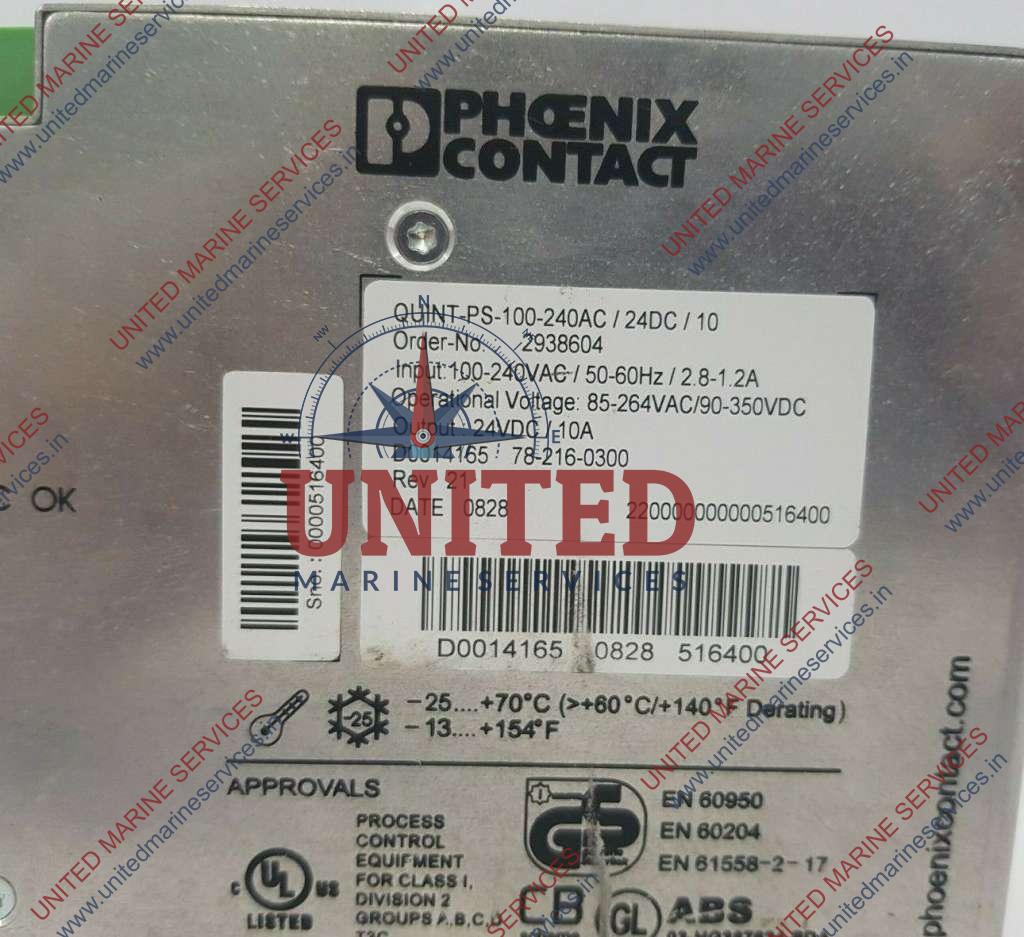 PHOENIX CONTACT POWER SUPPLY QUINT-PS-100-240AC/24DC/10 2938604 REV 21 ...